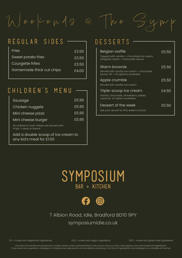 Menu - Symposium Bar + Kitchen
